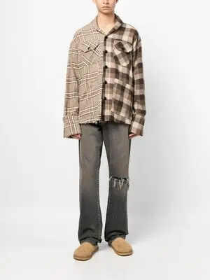 GREG LAUREN Mix-print Long-sleeve Shirt - Brown