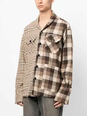 GREG LAUREN Mix-print Long-sleeve Shirt - Brown