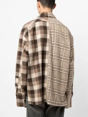 GREG LAUREN Mix-print Long-sleeve Shirt - Brown