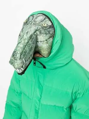DOUBLET Padded Animal Motif Hoodie Jacket - Green