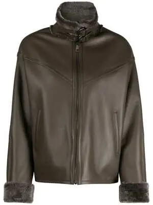 MANZONI 24 Shearling-trim Leather Jacket