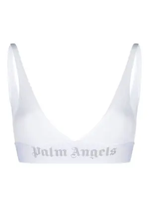 Palm Angels Logo-trim Triangle Bra - White
