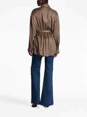 Balmain Monogram-print Silk Shirt