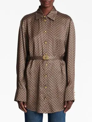 Balmain Monogram-print Silk Shirt