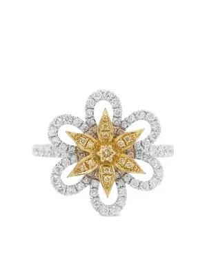 HYT JEWELRY 18kt Yellow Gold And Platinum Diamond Ring - Silver