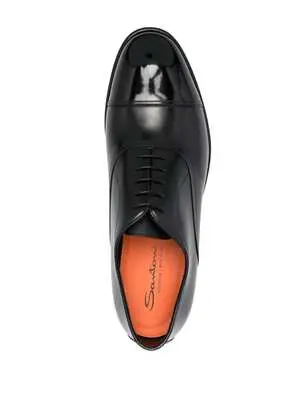 Santoni Lace-up Leather Loafers - Black