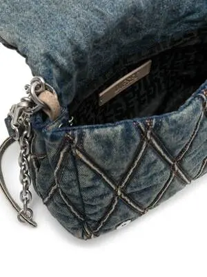 DIESEL® Charm-d Denim Shoulder Bag - Blue