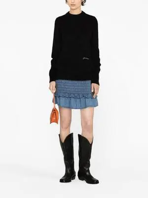 GANNI Crew-neck Alpaca Wool-blend Jumper - Black