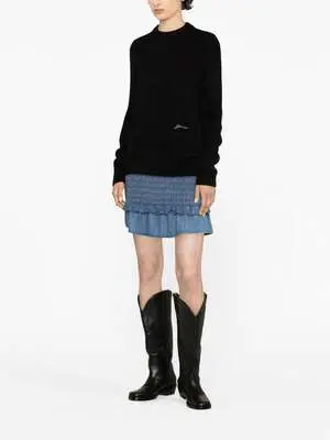 GANNI Crew-neck Alpaca Wool-blend Jumper - Black