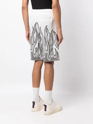 HACULLA. In Flames Intarsia-knit Shorts - White