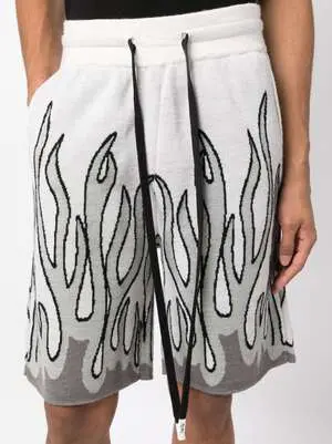 HACULLA. In Flames Intarsia-knit Shorts - White