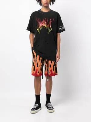 HACULLA. In Flames Intarsia-knit Shorts - Black