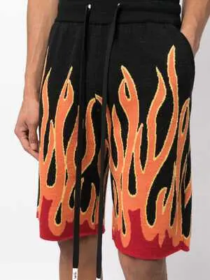 HACULLA. In Flames Intarsia-knit Shorts - Black