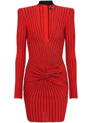 Balmain Ribbed-knit Mini Dress