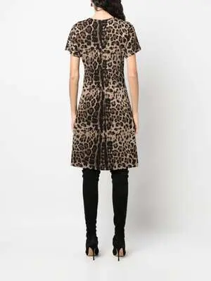 Dolce & Gabbana Leopard Jacquard Short-sleeved Dress