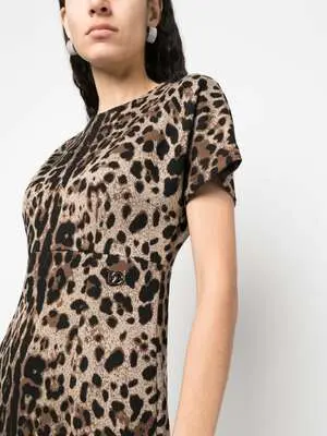 Dolce & Gabbana Leopard Jacquard Short-sleeved Dress