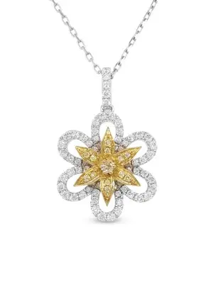 HYT JEWELRY 18kt Gold Diamond Flower Necklace - Silver