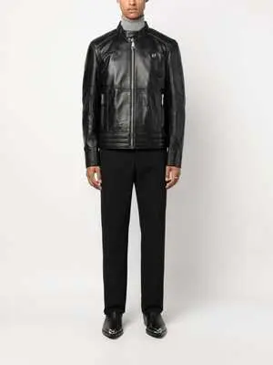 Philipp Plein Padded Leather Biker Jacket