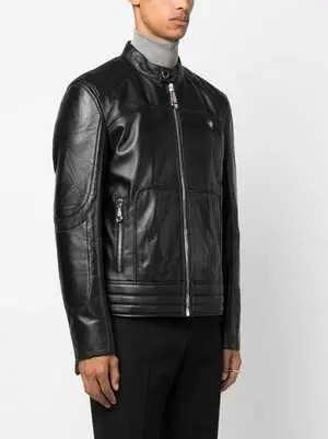 Philipp Plein Padded Leather Biker Jacket