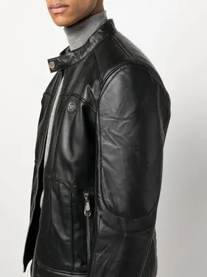 Philipp Plein Padded Leather Biker Jacket
