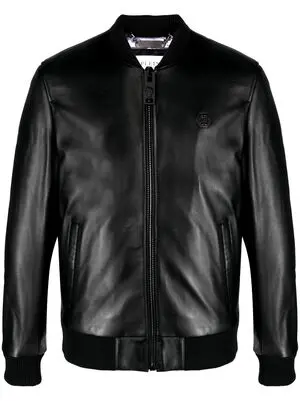 Philipp Plein Skull&bones Leather Jacket