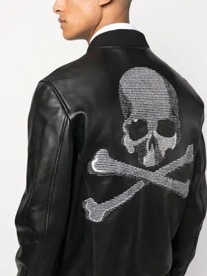 Philipp Plein Skull&bones Leather Jacket