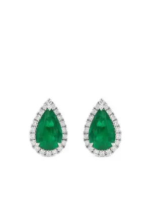 HYT JEWELRY Earrings With Emerald And Diamond - Silver