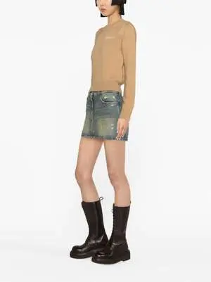 Palm Angels Logo-embroidered Merino-blend Jumper - Neutrals