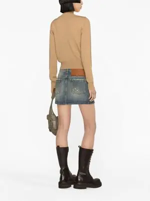 Palm Angels Logo-embroidered Merino-blend Jumper - Neutrals
