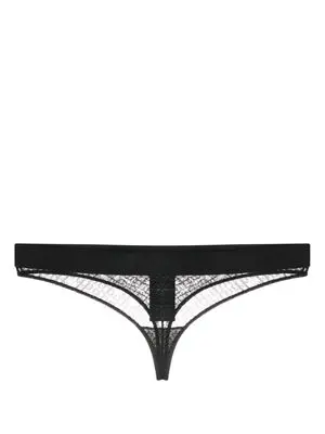 Palm Angels Logo-waistband Lace Thong - Black