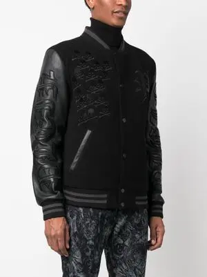 Philipp Plein Gothic Logo Varsity Jacket - Black