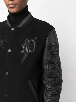 Philipp Plein Gothic Logo Varsity Jacket - Black