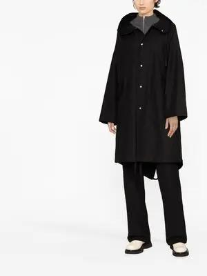 JIL SANDER Logo-print Cotton Mid-length Coat - Black