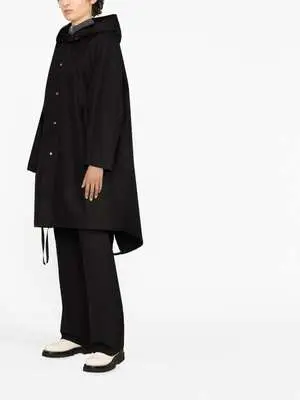 JIL SANDER Logo-print Cotton Mid-length Coat - Black