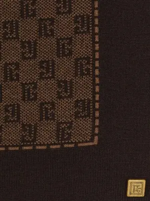 Balmain Monogram-pattern Fine-knit Scarf
