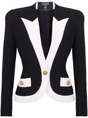 Balmain Two-tone Crepe Blazer - Black