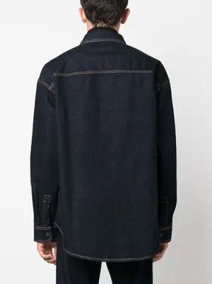 Palm Angels Logo-embroidered Denim Shirt - Blue