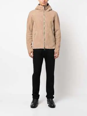 GIORGIO BRATO Suede Hooded Jacket - Neutrals