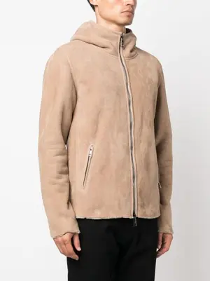 GIORGIO BRATO Suede Hooded Jacket - Neutrals