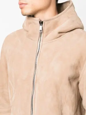 GIORGIO BRATO Suede Hooded Jacket - Neutrals