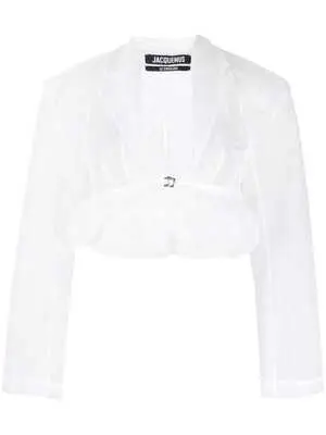 Jacquemus La Veste Dentelle Cropped Jacket - White