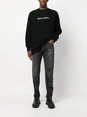 Palm Angels Logo-embroidered Jumper - Black