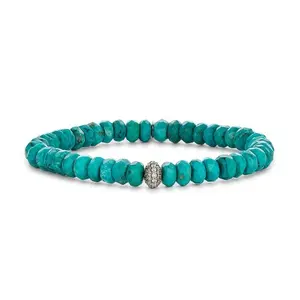 Sheryl Lowe Turquoise Bracelet With Pavé Diamond Bead