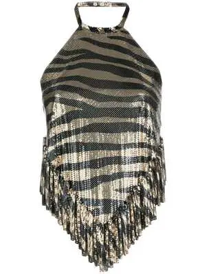 Rabanne Metallic-effect Zebra-print Top