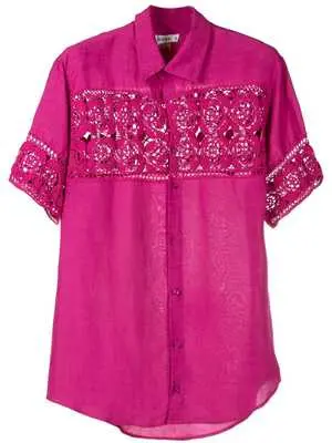 AMIR SLAMA Crochet-panel Short-sleeved Shirt