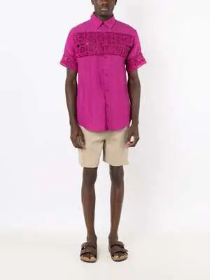AMIR SLAMA Crochet-panel Short-sleeved Shirt