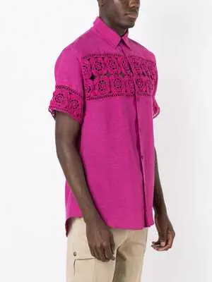 AMIR SLAMA Crochet-panel Short-sleeved Shirt