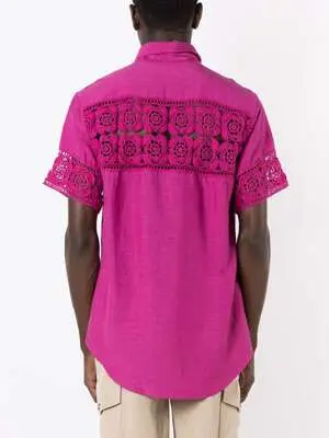 AMIR SLAMA Crochet-panel Short-sleeved Shirt