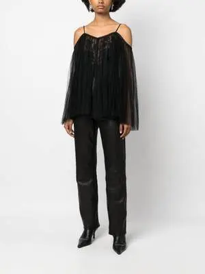 Alexander Wang Lace-embroidered Charmeuse Tunic Top