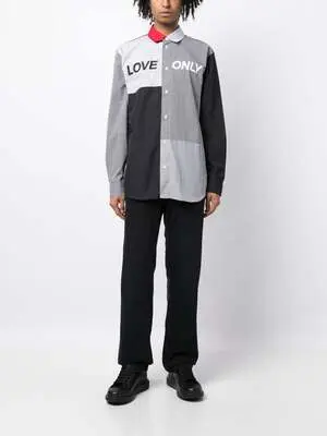 PORTS V Love Only Patchwork-design Shirt - Blue